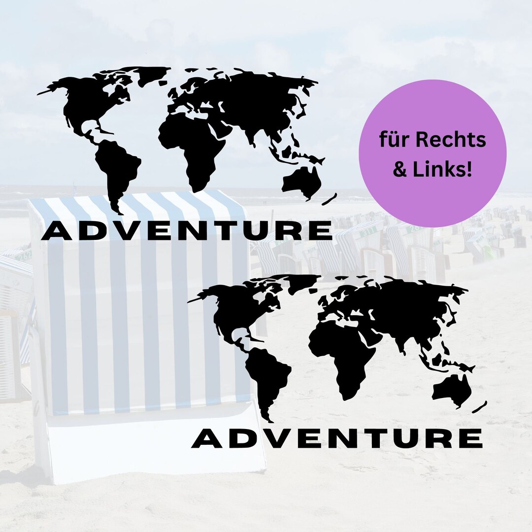 Vinyl Sticker SET of 2 World Map With Text adventure or Your Own Text ...