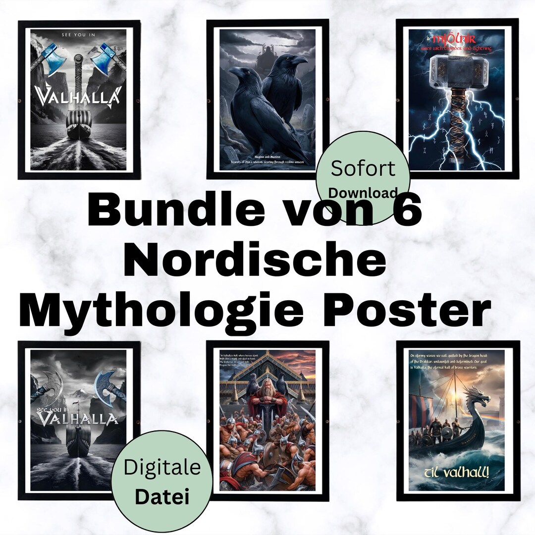 Bundle of 6 Norse Mythology Posters | Digital Download (PNG & JPG) - Etsy