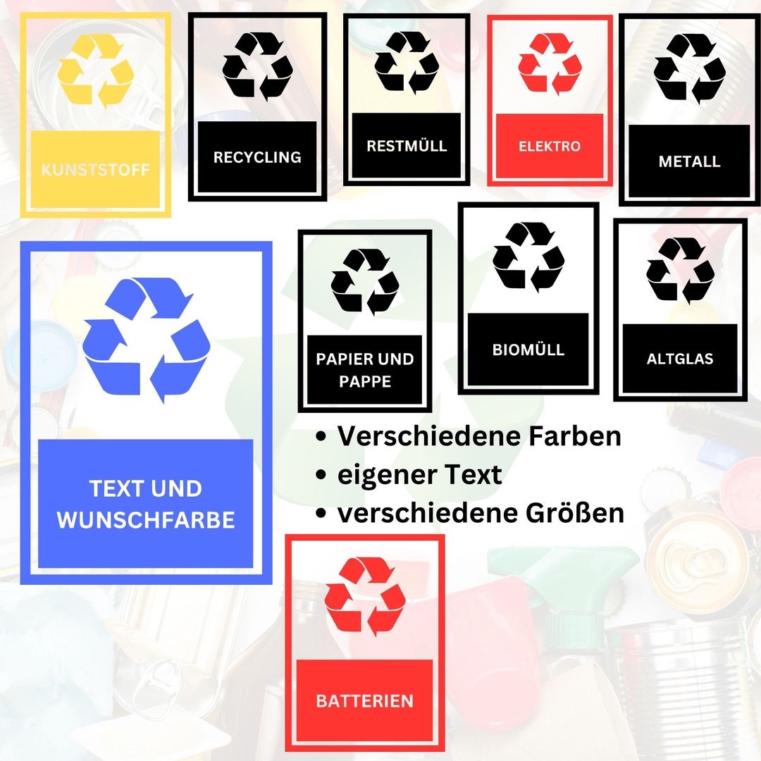 Vinyl Sticker for Waste Bin Sticker Waste Bin Residual Waste - Etsy