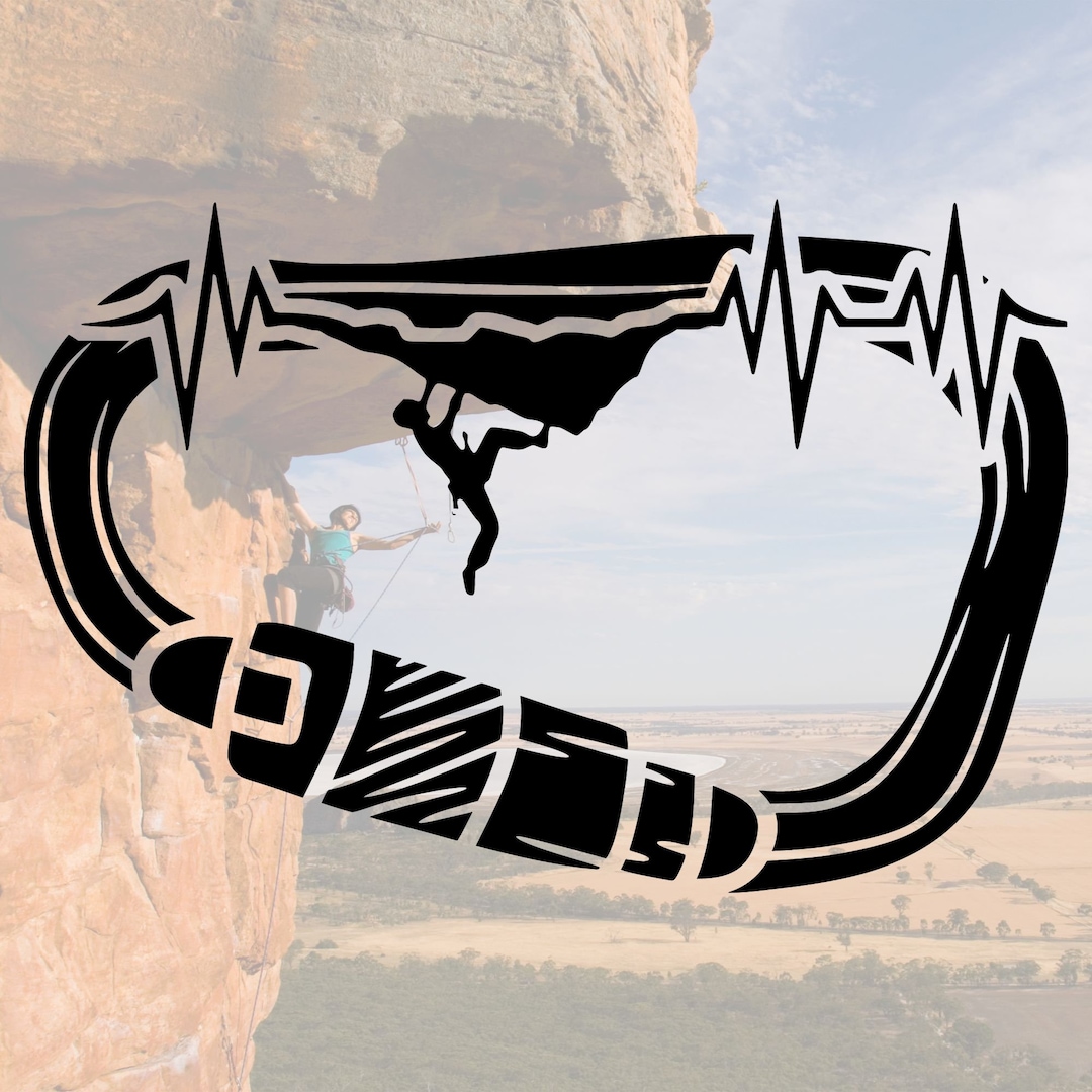 Vinyl Sticker Carabiner & Climber – Mountaineering, Climbing, Outdoor ...