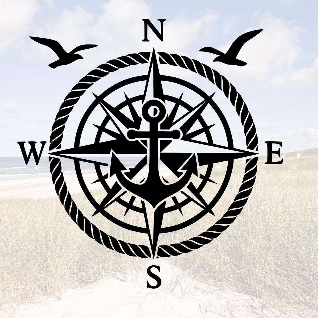 Maritime Compass Anchor Vinyl Decal | Nautical Wall Sticker | Car, RV ...