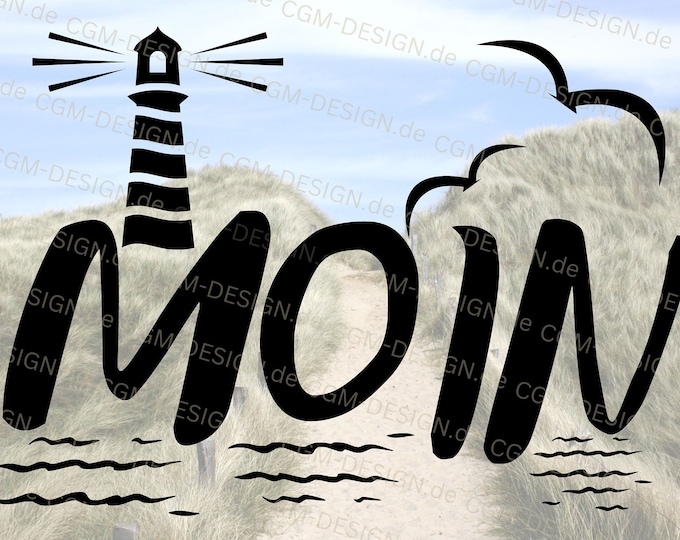 Moin mit Möwe | deutsche Begrüßung im Norden | 6 Varianten | digitaler ...