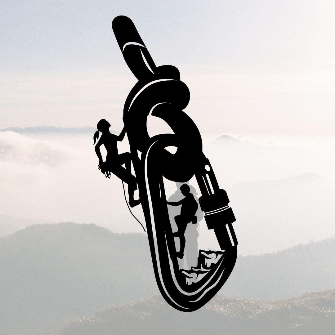 Vinyl Sticker Carabiner & Climber – Mountaineering, Climbing, Outdoor ...