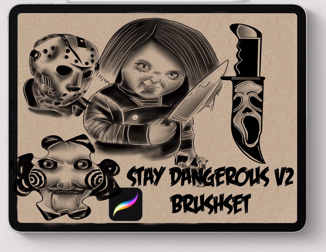 Tattoo Procreate Brushes Stay Dangerous V2 Stencil - Etsy