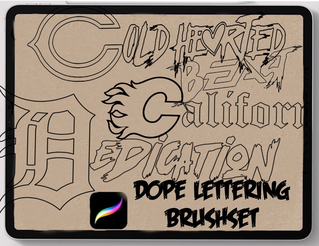 Tattoo Procreate Brushes Dope Lettering Stencil Design - Etsy