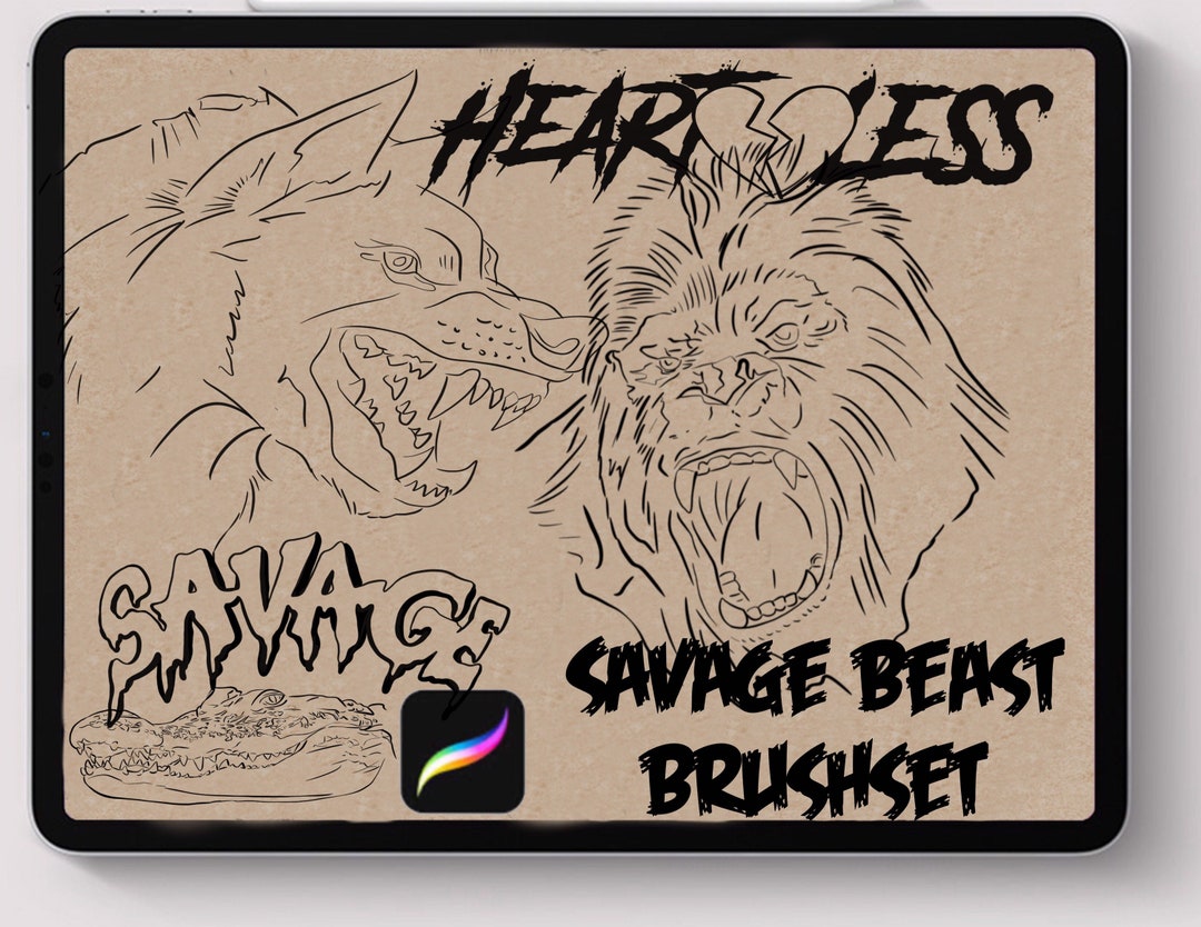 Tattoo Procreate Brushes Stencil Savage Beast Kit - Etsy
