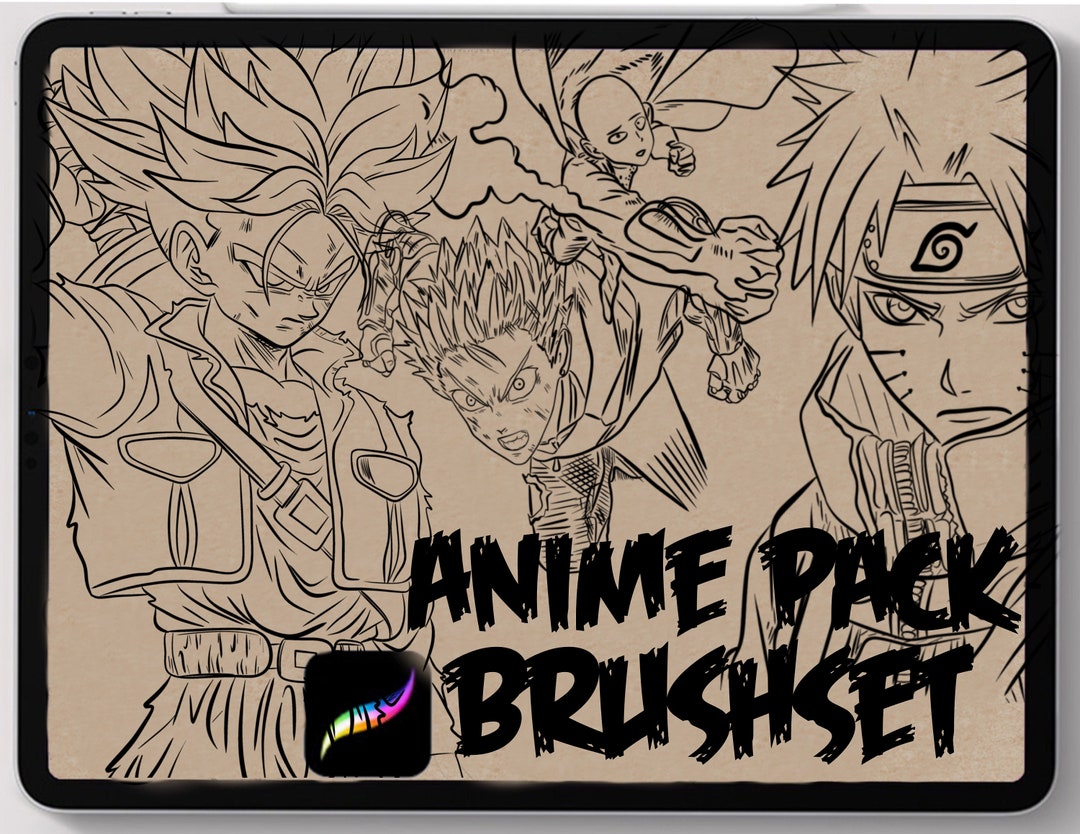 Tattoo Procreate Brushes Anime Pack Stencil Design Procreate - Etsy
