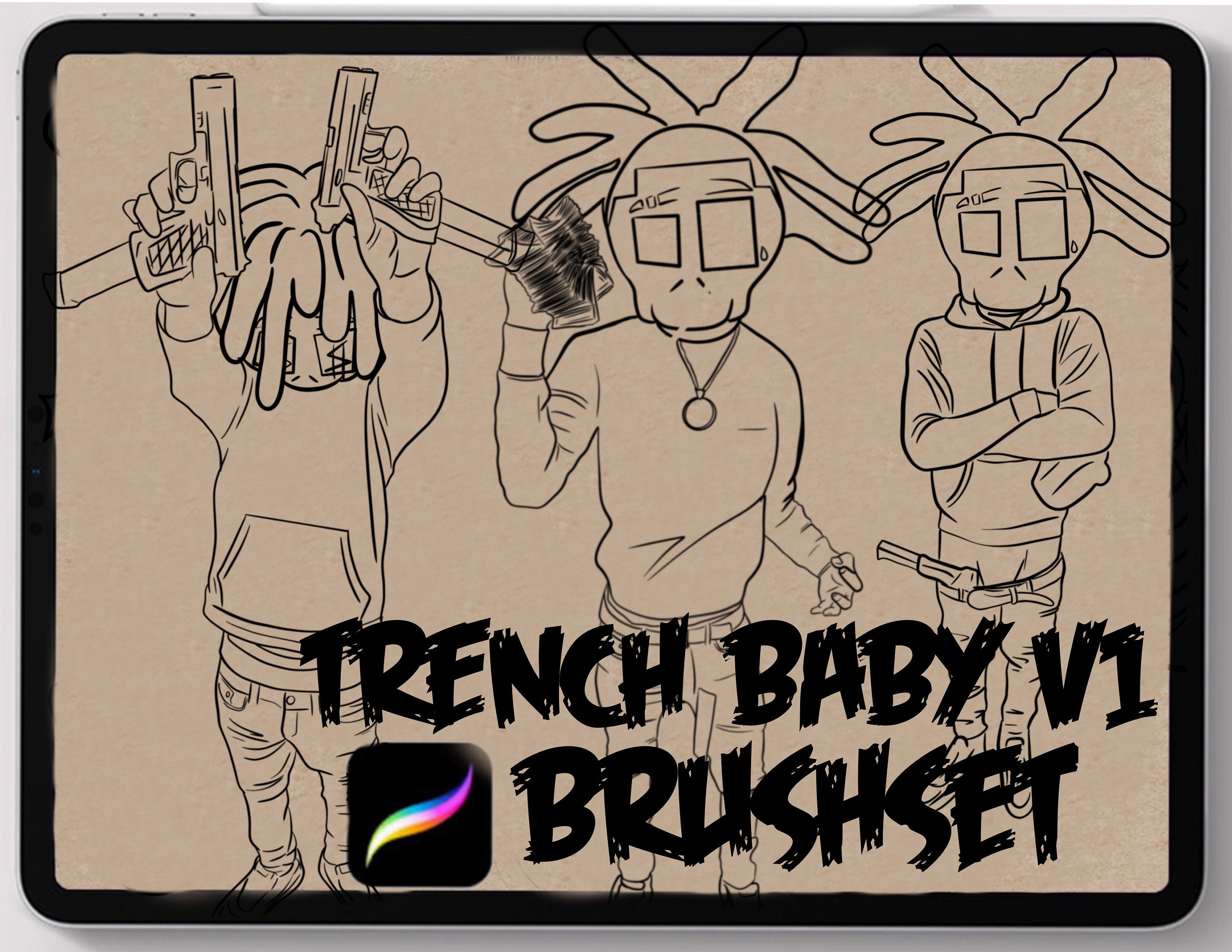 Tattoo Procreate Brushes Trench Baby V1 - Etsy