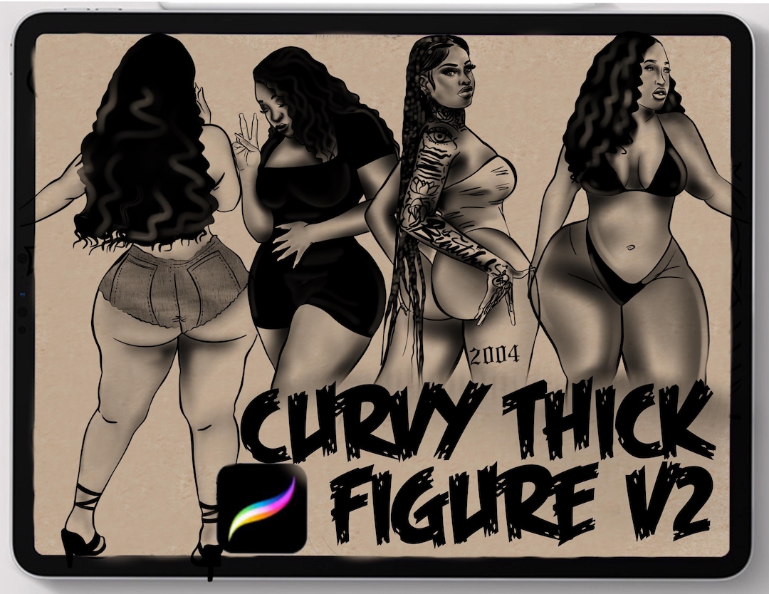 Tattoo Procreate Brushes Curvy Thick Figures V2 Stamps Women Figure - Etsy