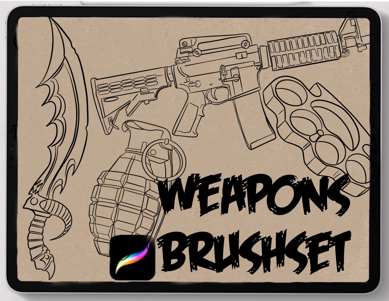 Tattoo Procreate Brushes Weapons Stencil - Etsy