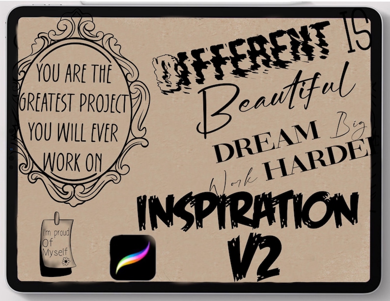 Tattoo Procreate Brushes Inspiration V2 Letters Quote Stencil Design - Etsy