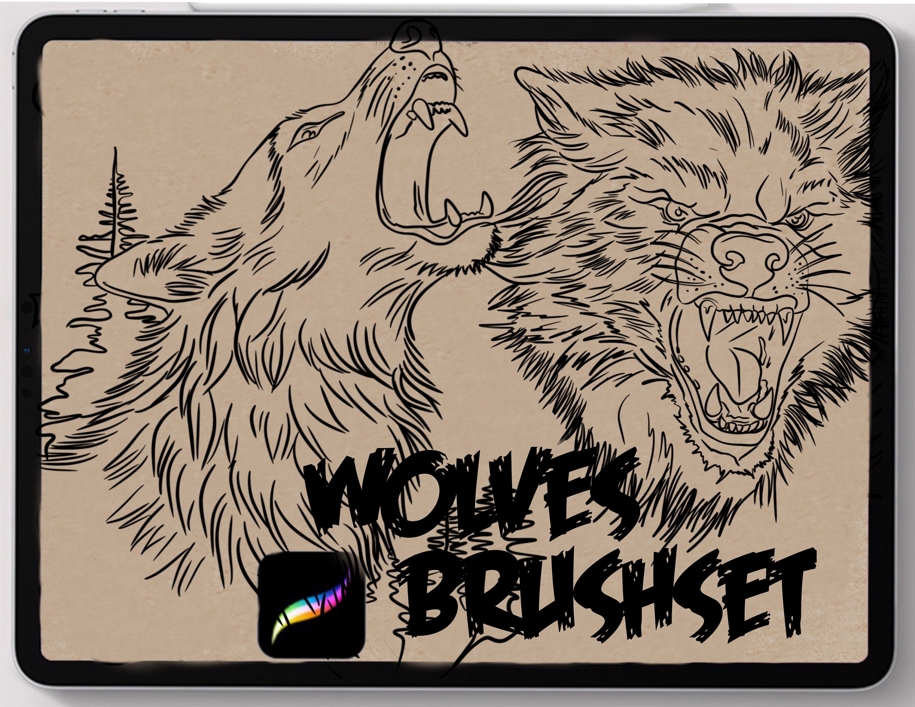 Tattoo Procreate Brushes Wolves V1 - Etsy
