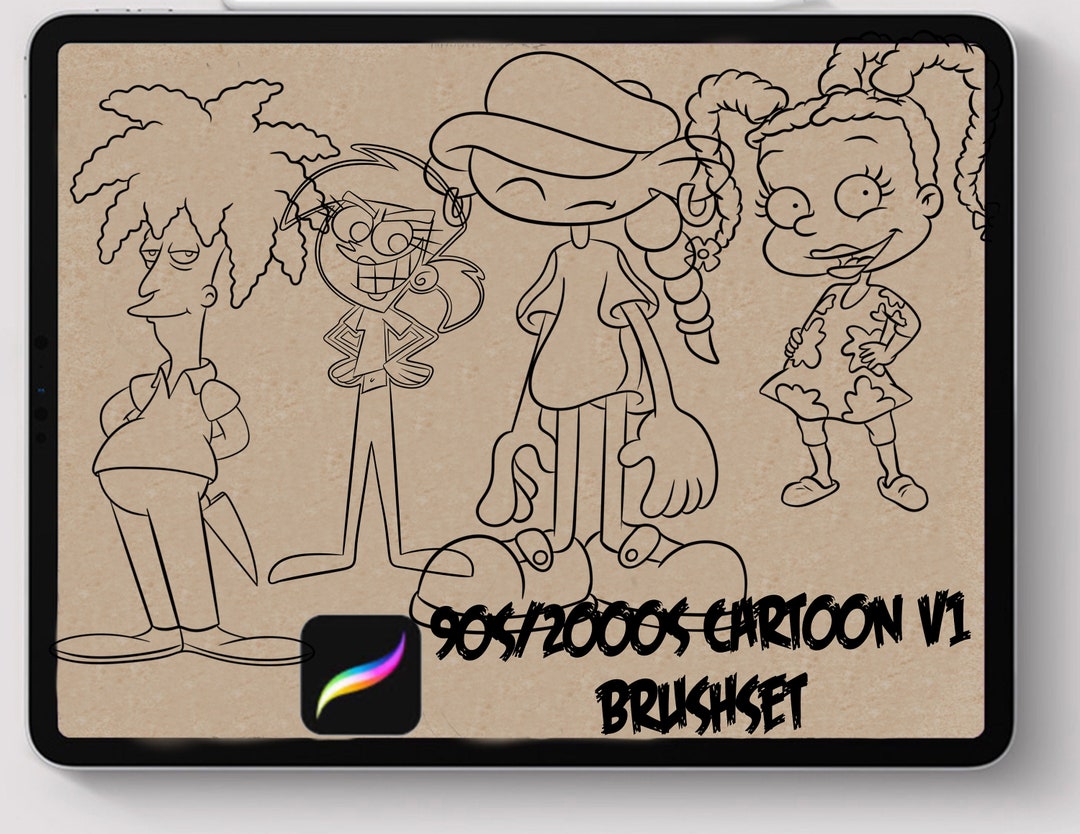 Tattoo Procreate Brushes 90s/2000s Cartoon Stencil Pack 1 - Etsy