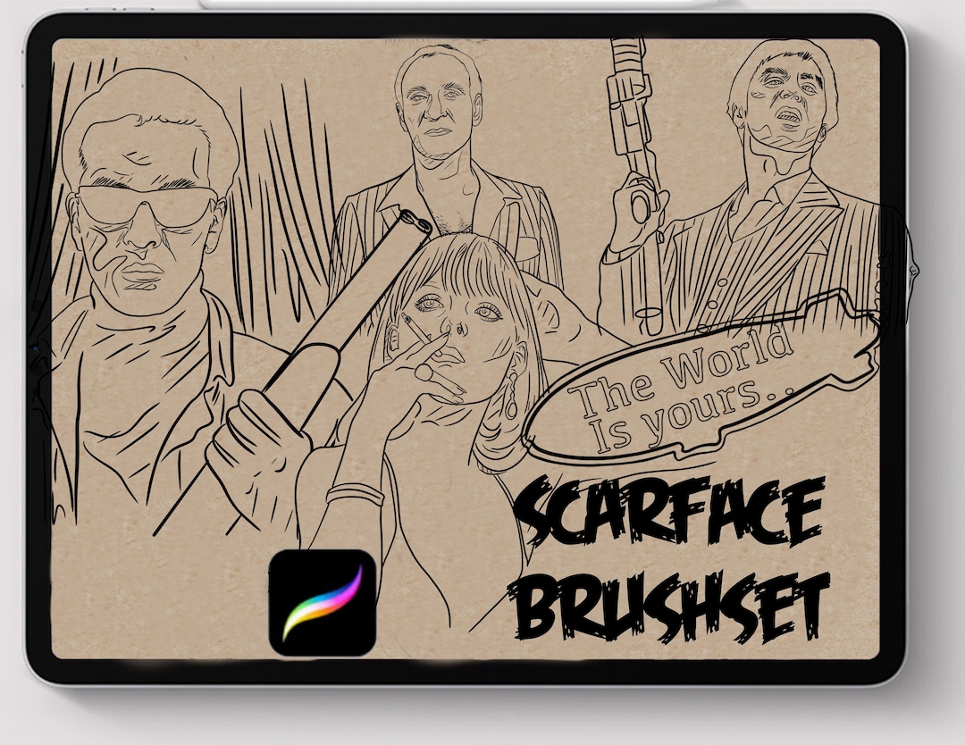 Tattoo Procreate Brushes Scarface Tattoo Stencil Designs - Etsy