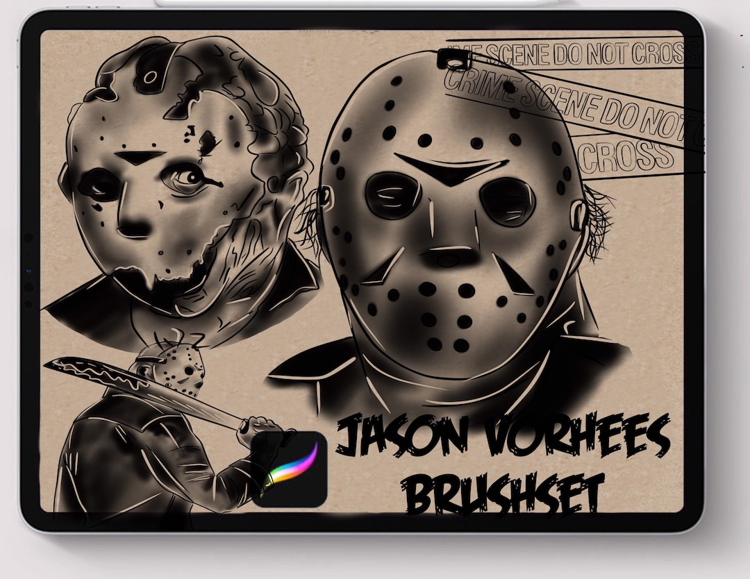 Tattoo Procreate Brushes Jason Vorhees Tattoo Stencil Brushset - Etsy