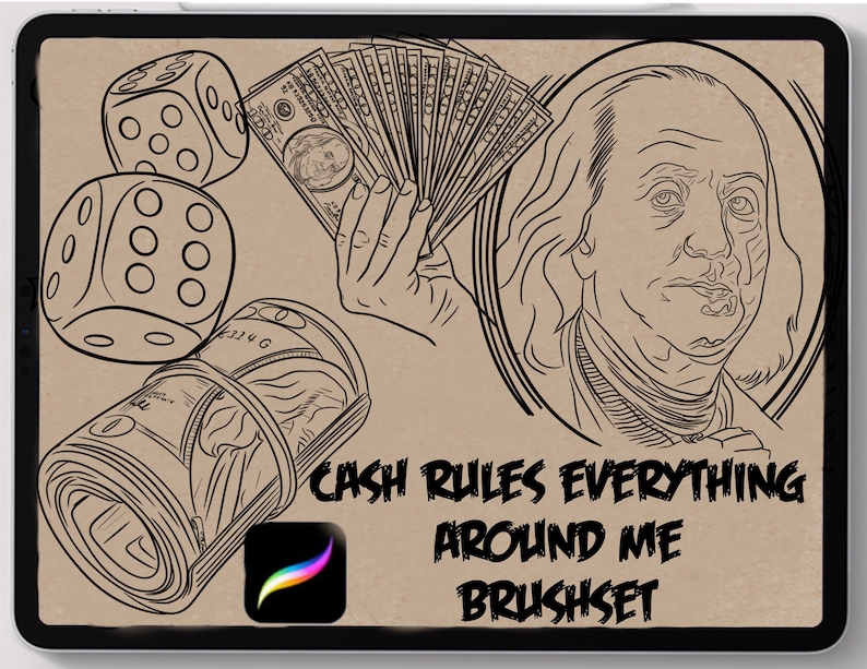 Tattoo Procreate Brushes Cash Rules Everything Around Me - Etsy