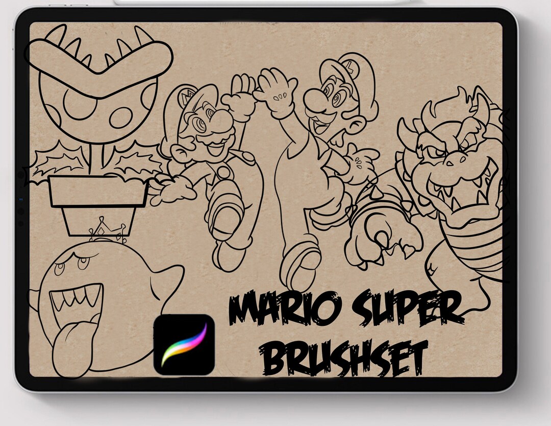 Tattoo Procreate Brushes Mario Super Tattoo Stencil Design Brushset - Etsy