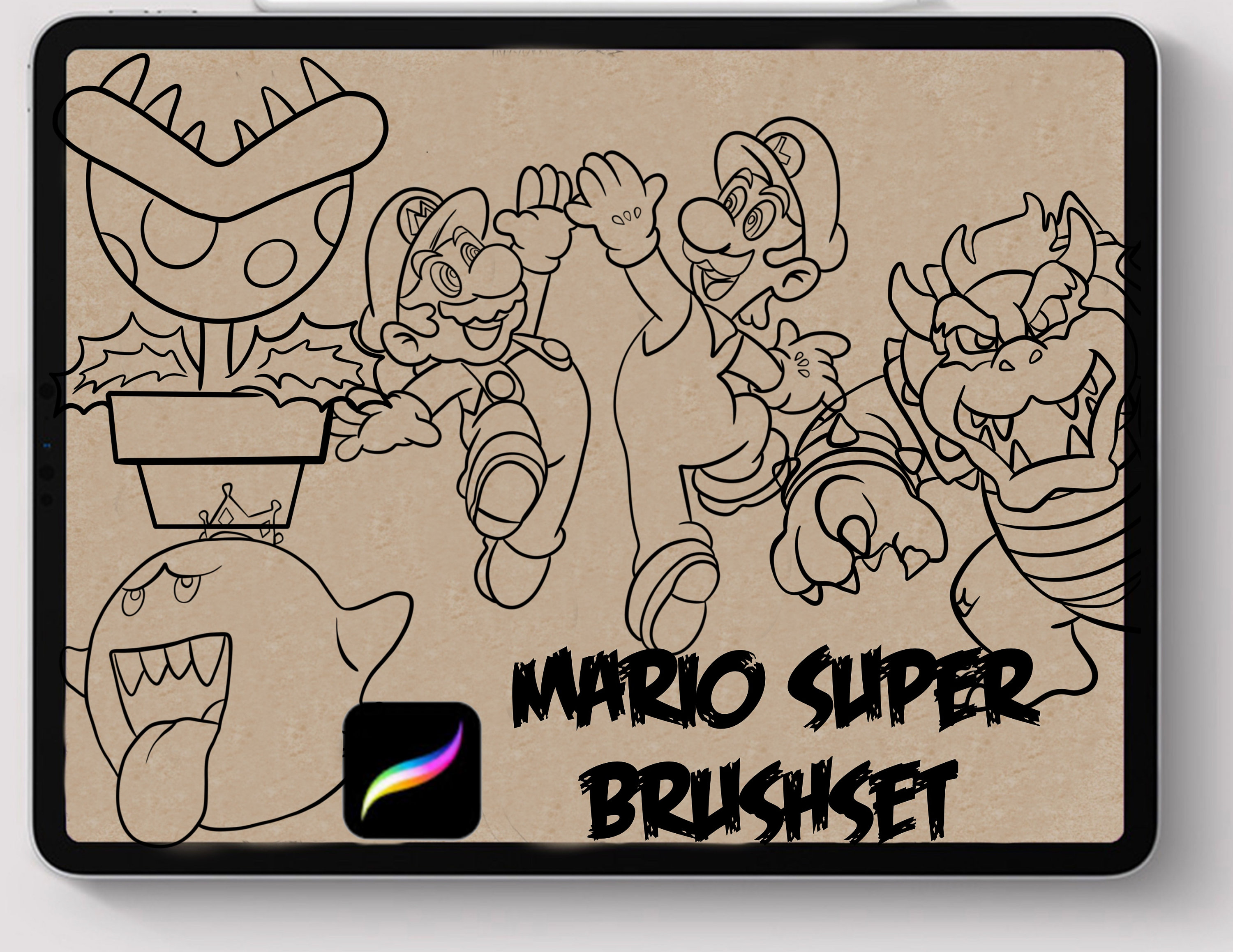 Tattoo Procreate Brushes Mario Super Tattoo Stencil Design Brushset - Etsy