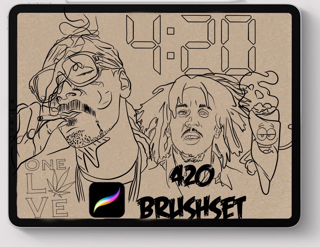 Tattoo Procreate Brushes 420 Cannibis Stencil Designs - Etsy