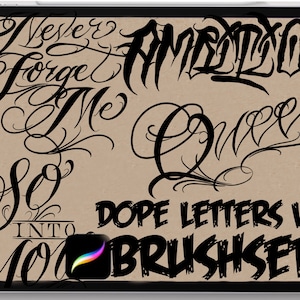 Tattoo Procreate Brushes Dope Letters V2 Stamps Brushes Stencil Pack - Etsy