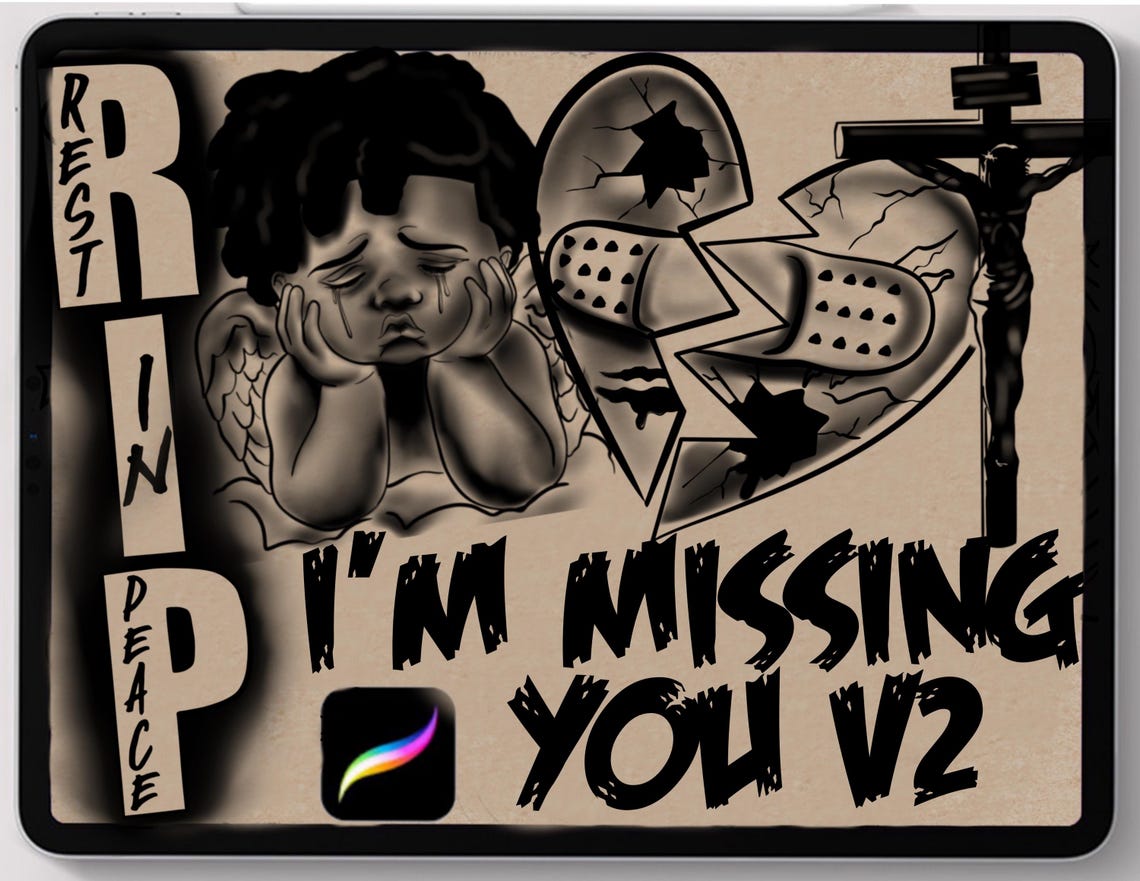 Tattoo Procreate Brushes I’m Missing You V2 Stencil Stamps Heavenly - Etsy