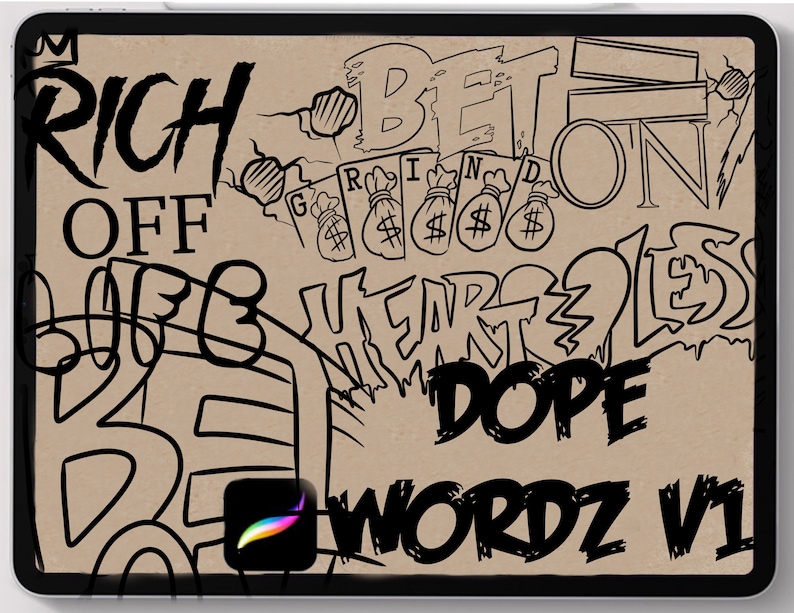 Tattoo Procreate Brushes Dope Wordz V.1 - Etsy