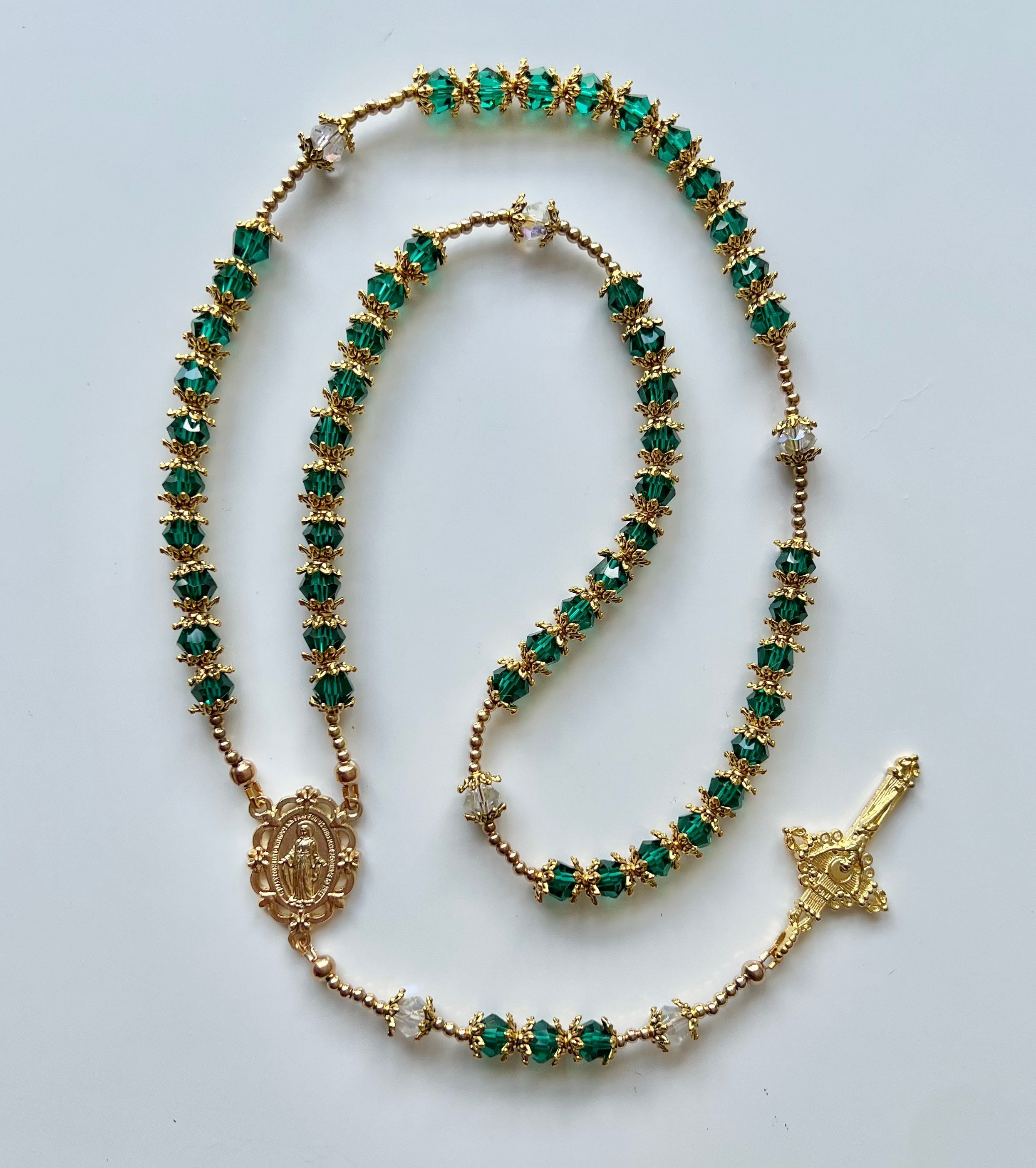 CUSTOM Lux Swarovski Crystal Rosary Necklace | Tarnish Resistant ...