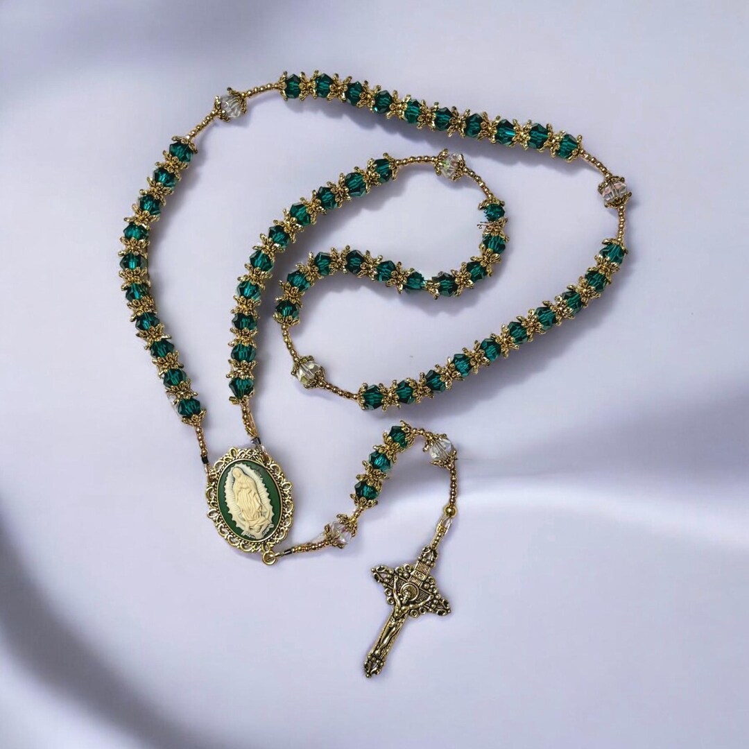 Lux Emerald Swarovski Crystal Rosary Necklace | Tarnish Resistant ...