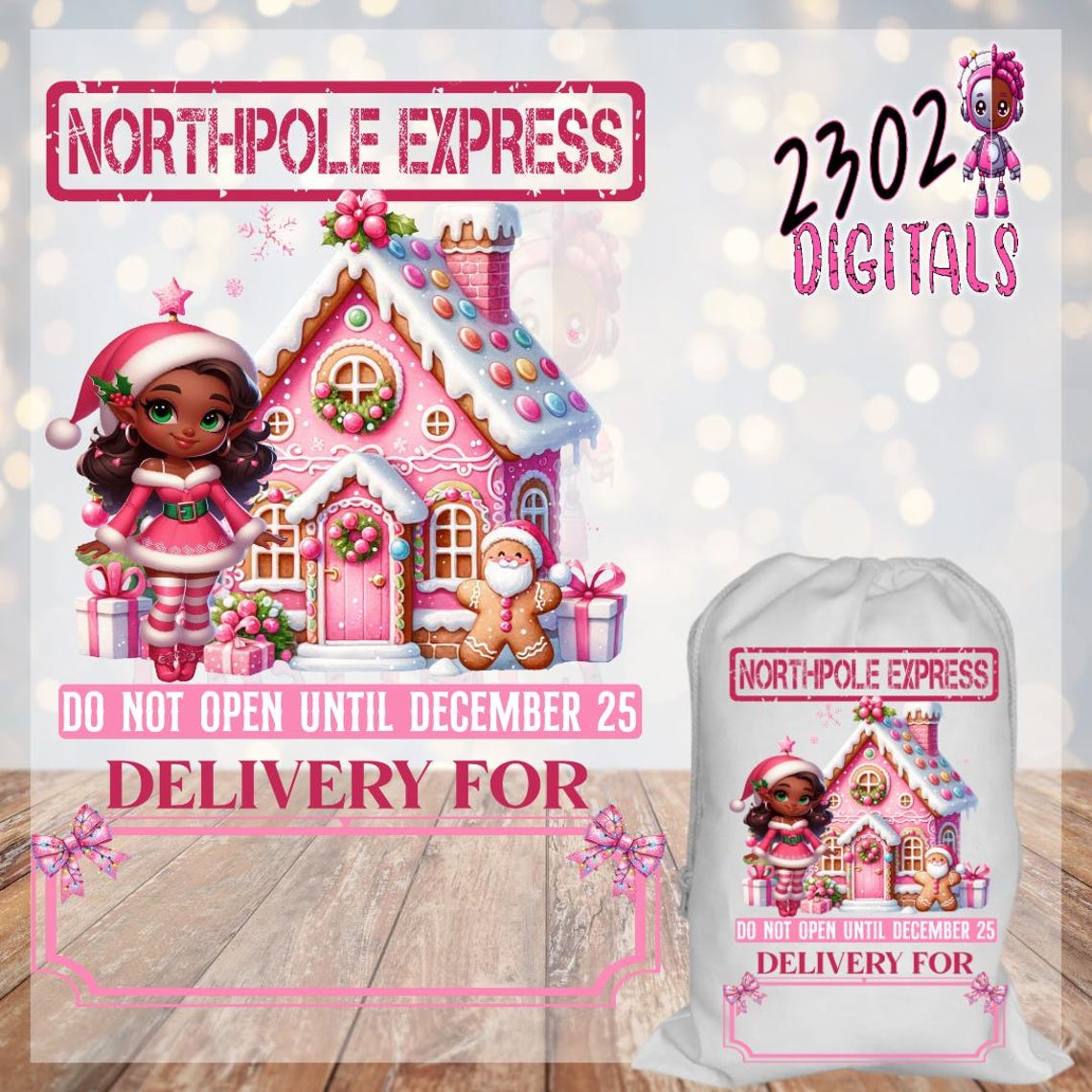 Pink Christmas Santa Sack PNG Clipart Bundle (digital Download) - Etsy