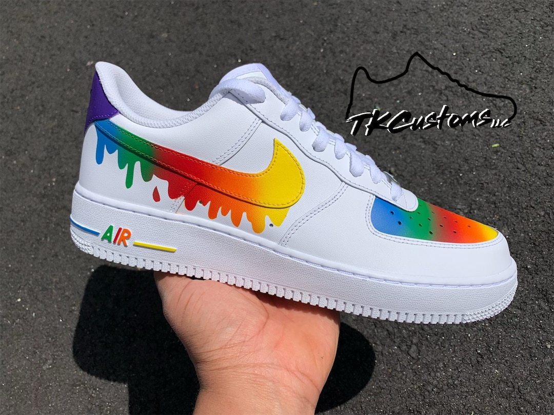 Rainbow Drip Custom Sneakers: Hand-painted Pride Shoes - Etsy