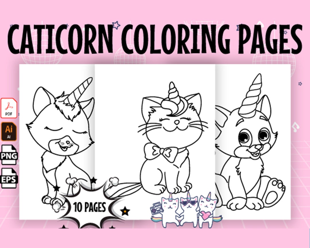 Caticorn Coloring Book Coloring Book for Kids Cute Animal Coloring Book ...