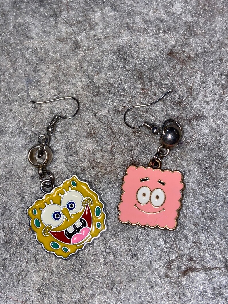 Spongebob Inspired Mix Match Earrings, Weird Handmade Earrings ...