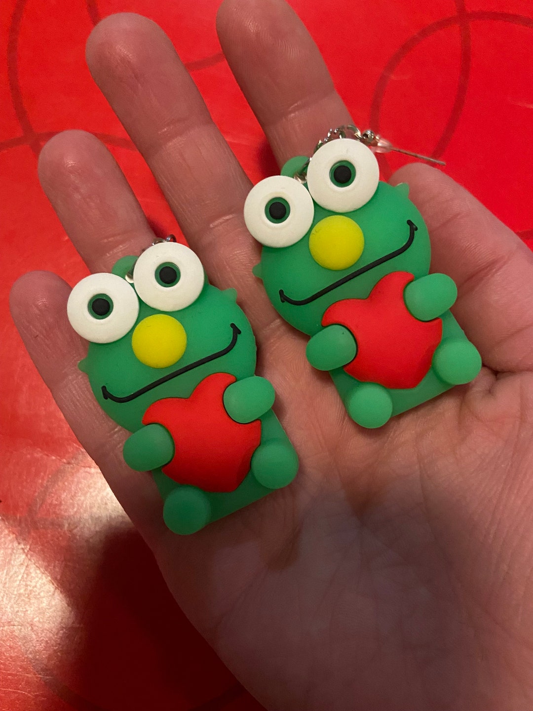 Frog Elmo Look Alike Earrings, HEAVY, Weird Handmade Earrings, Goth ...
