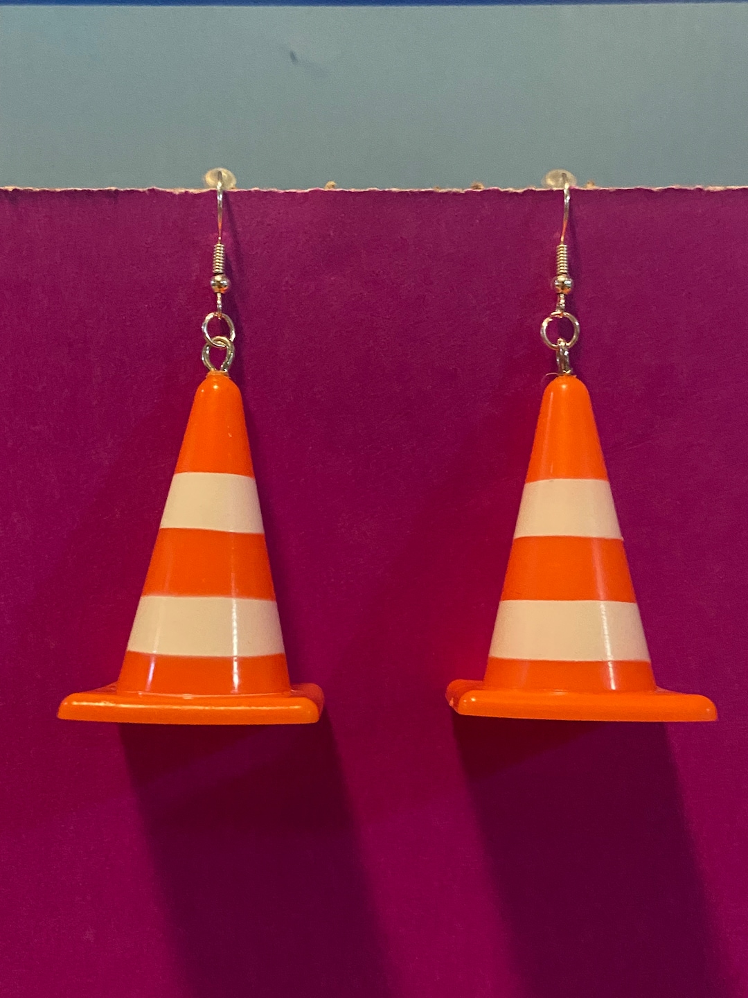 Traffic Cone Earrings, Weird Handmade Earrings, Novelty Jewelry, Tacky ...