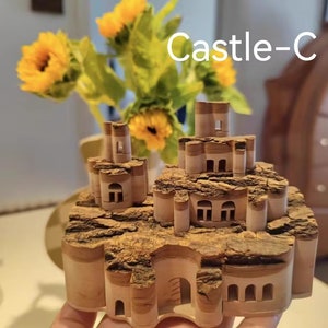 Telescopic Magic Castle Toy,wood Carving,wood Pop-up Log Castle ...