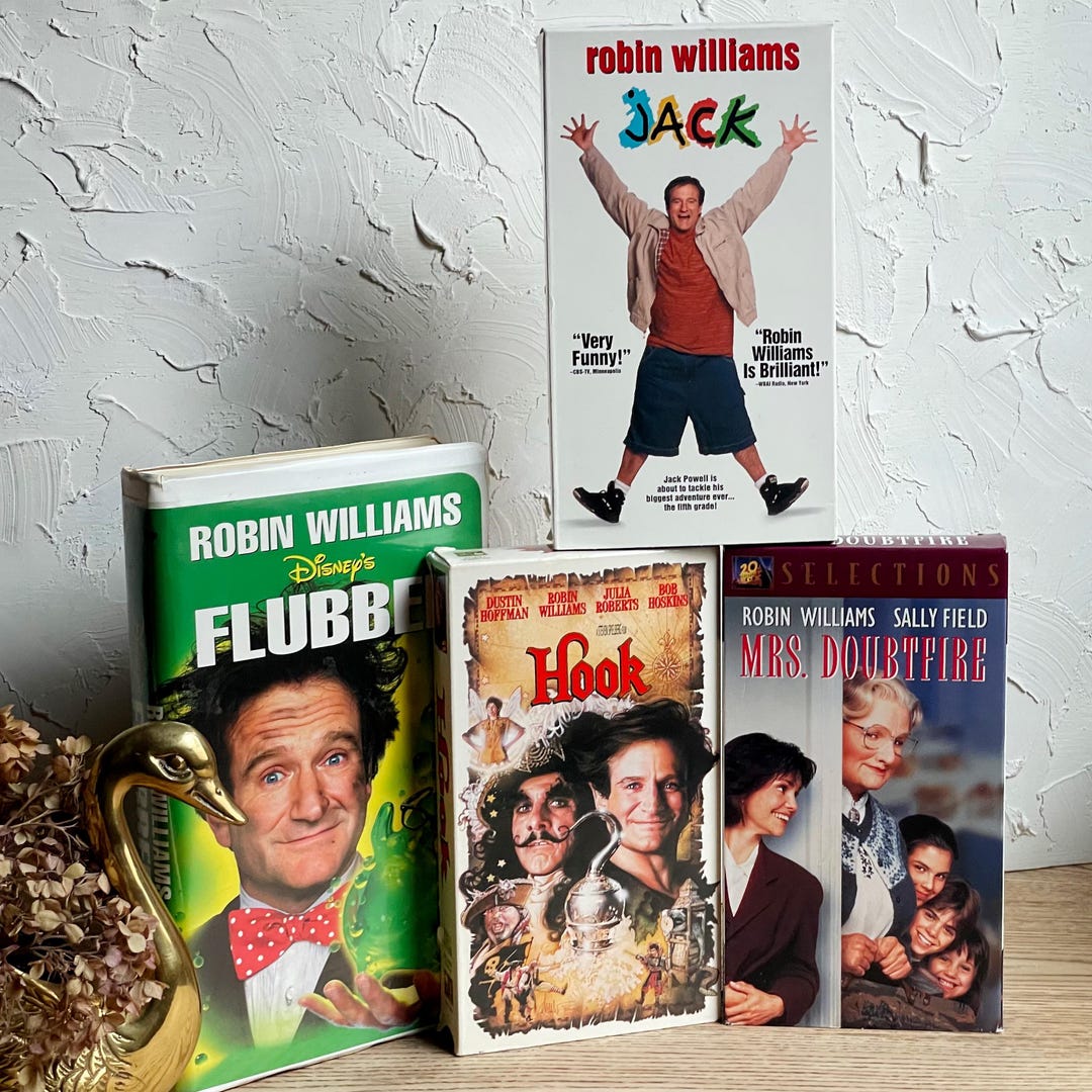 Vintage Robin Williams VHS Movie Bundle - Flubber, Hook, Mrs. Doubtfire ...