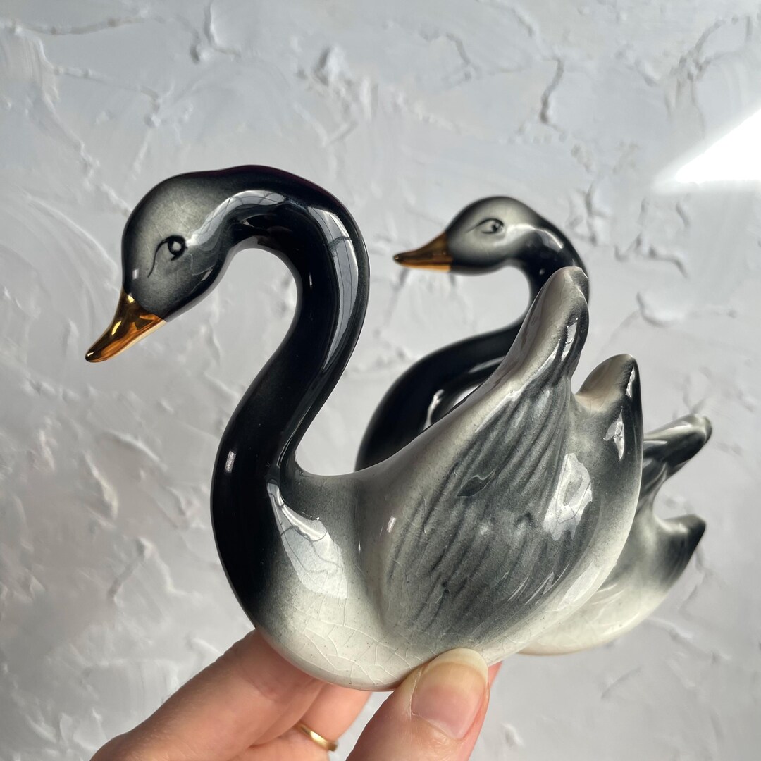 1960s Ceramicraft 4.5" Black Swan Ceramic Wall Art--set of 2 Small ...