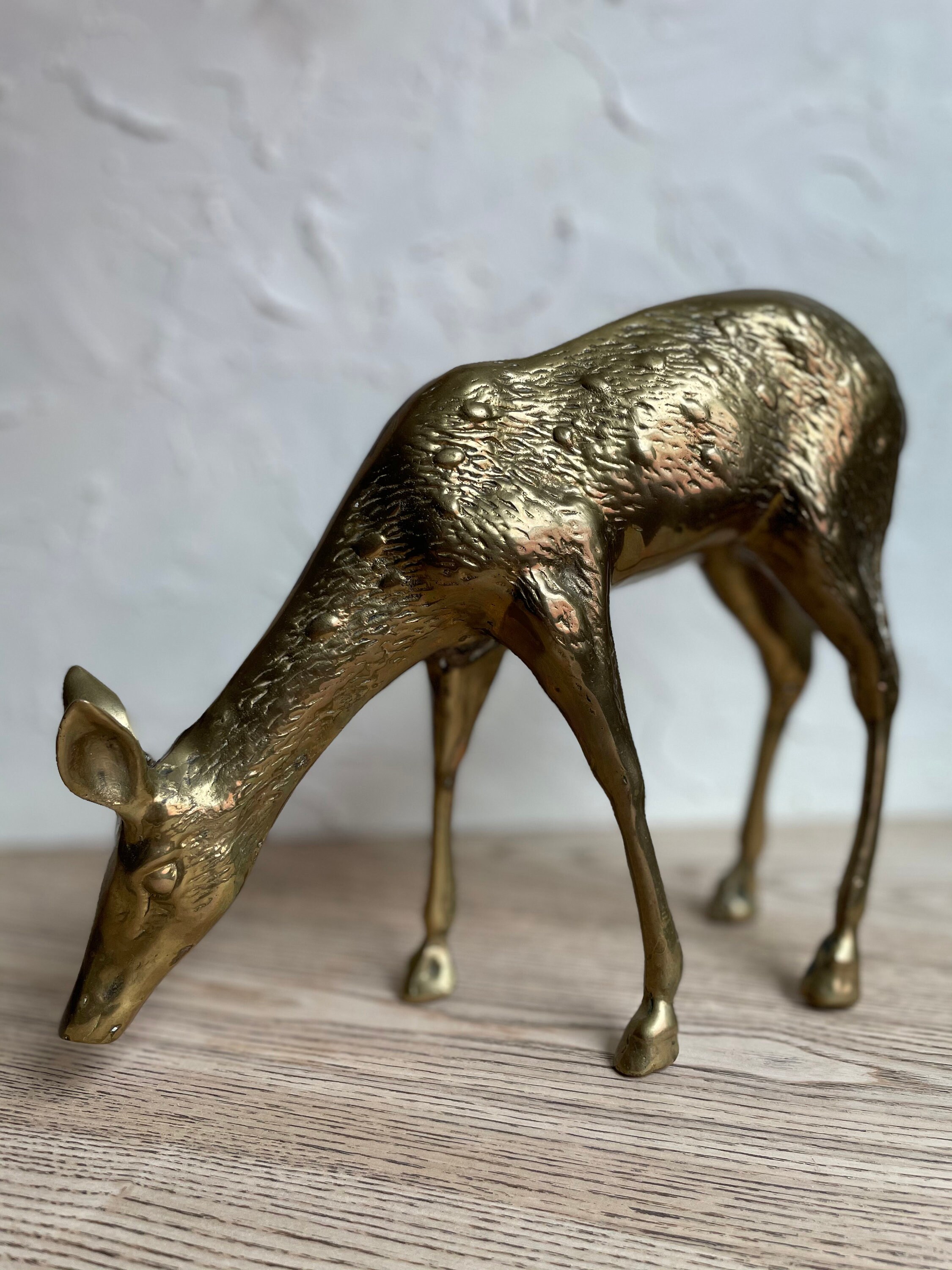 LARGE Vintage Set of Brass Deer and Brass Doe Mid Century - Etsy