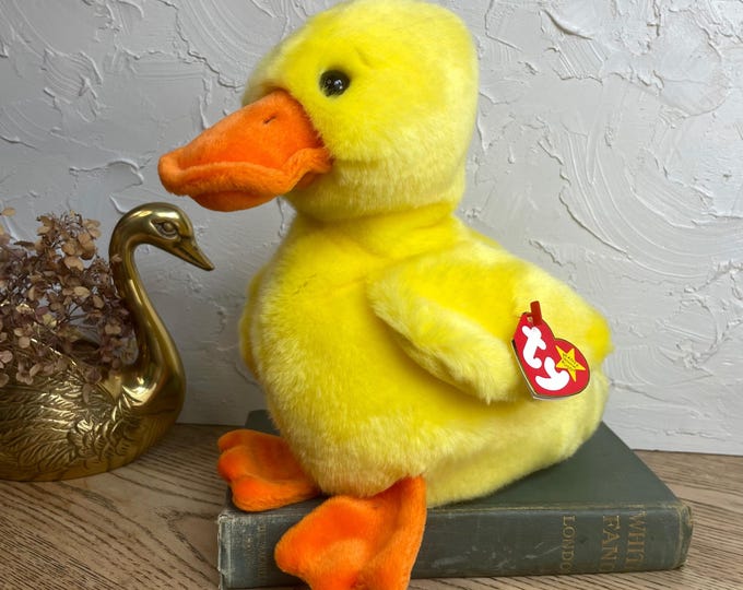 Vintage 1998 TY "quackers" the Baby Yellow Duck Plush Stuffed Animal ...