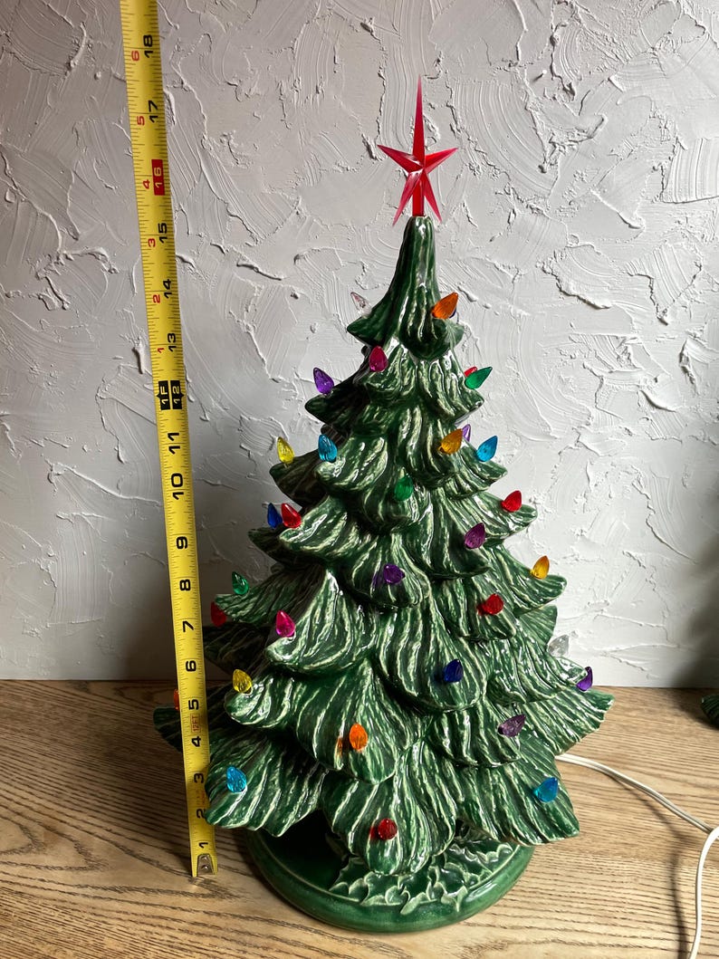 Vintage 1979 Ceramic Christmas Tree With Original Lights & Star, Holly ...