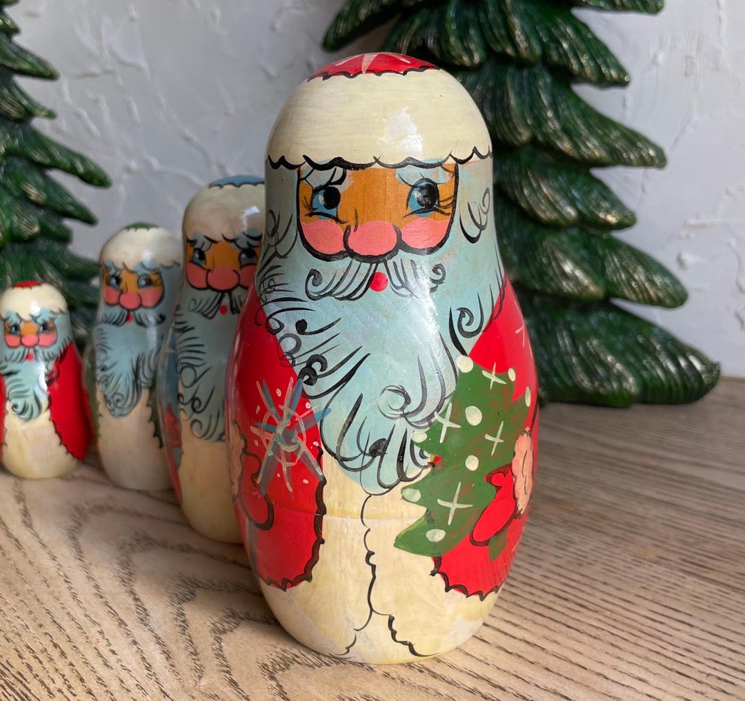 Vintage Nesting Doll Santa Claus -hand Painted Matryoshka Dolls ...
