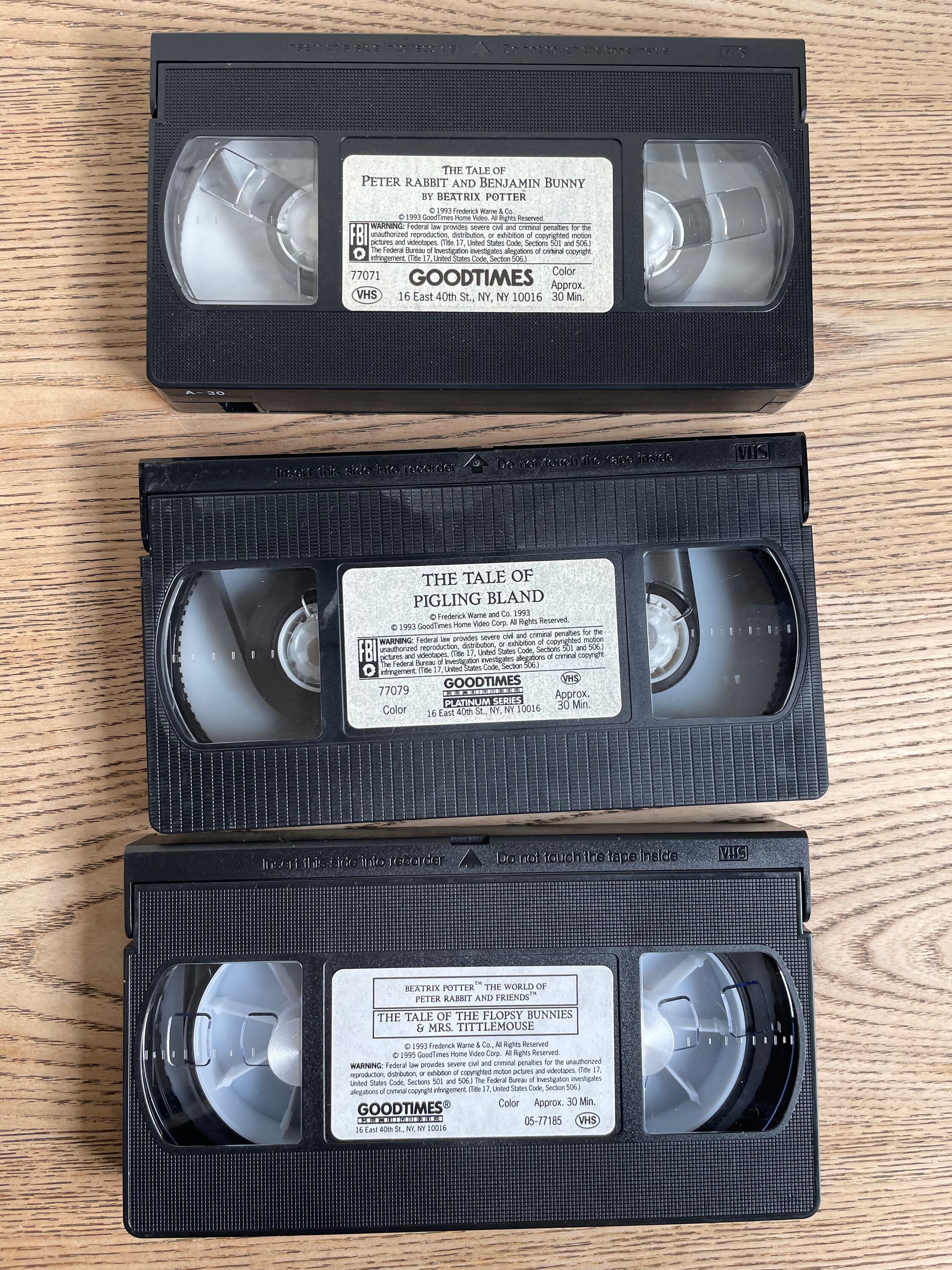 Vintage Set of 3 Peter Rabbit VHS Tapes tale of Peter Rabbit & Benjamin ...