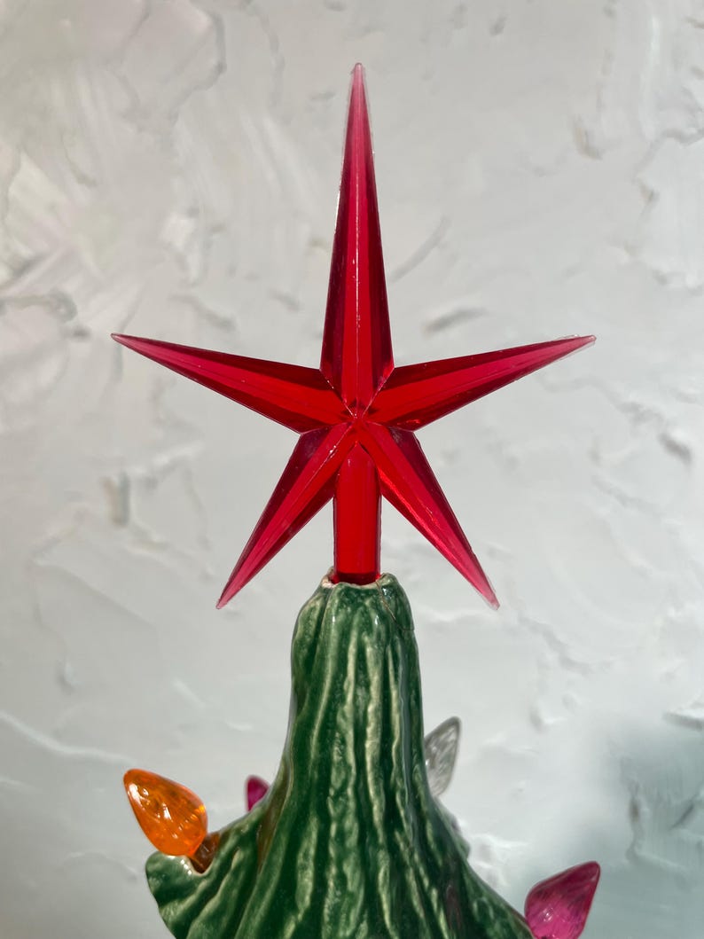 Vintage 1979 Ceramic Christmas Tree With Original Lights & Star, Holly ...