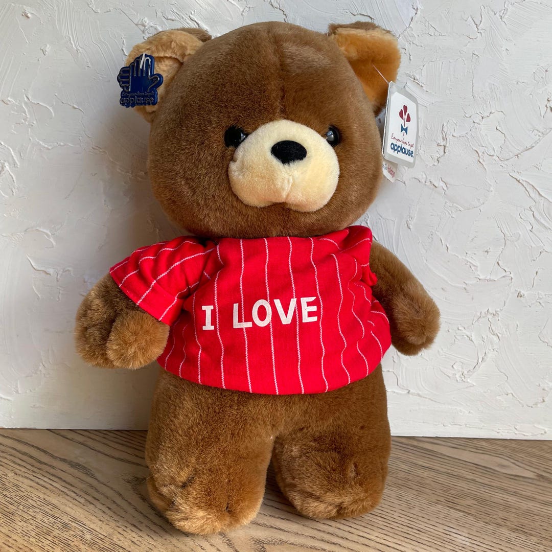 Vintage 1986 Applause 12” Timothy Teddy Bear in Red Shirt -- With ...