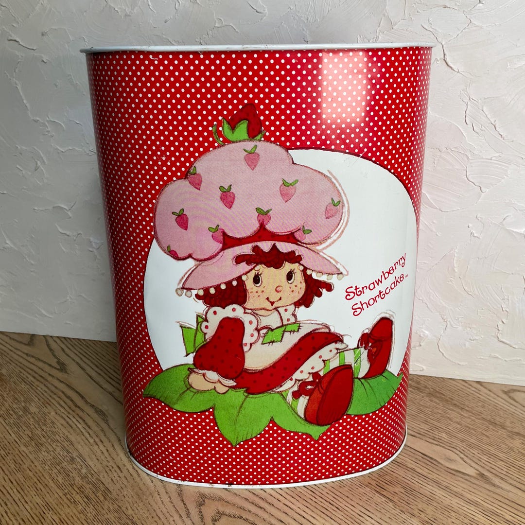 1970s Strawberry Shortcake Trash Can -- Nostalgic Metal Waste Basket ...
