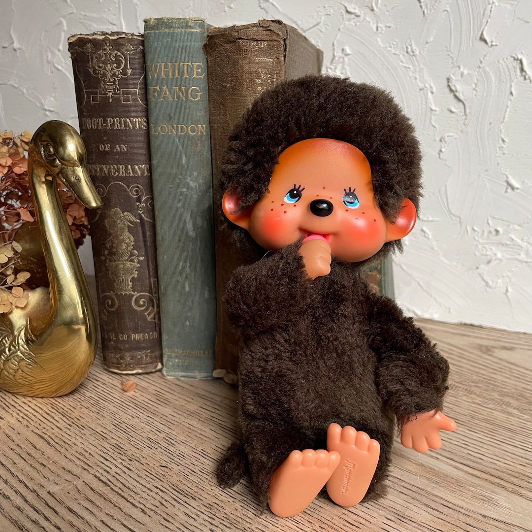 Vintage Monchhichi 1974 Rare Blue Eyes Plush Doll 8 Collectable ...