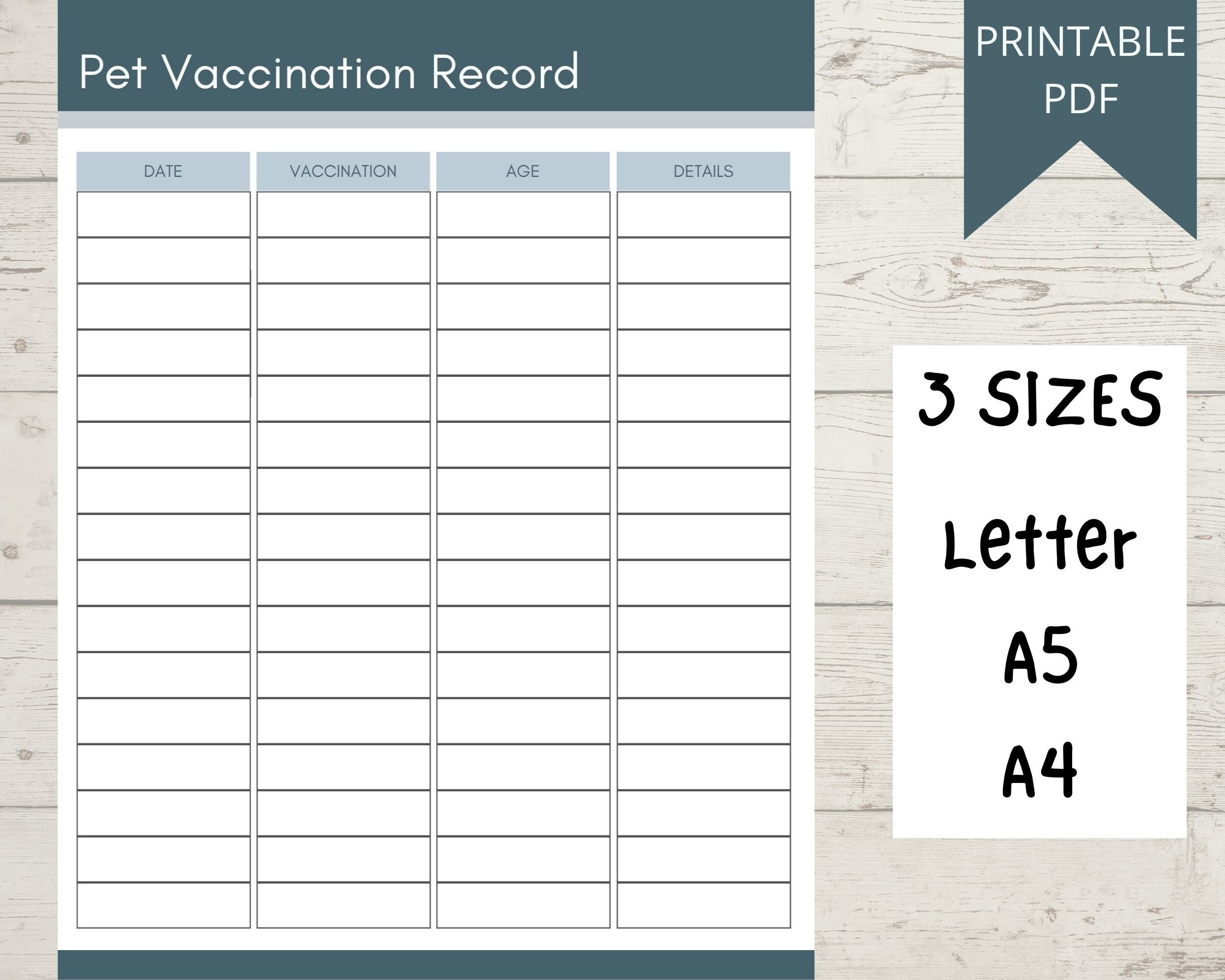 Animal Vaccination Record Template