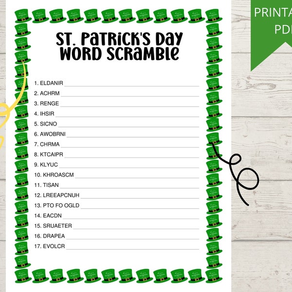 St Patricks Day Word Scramble - Etsy