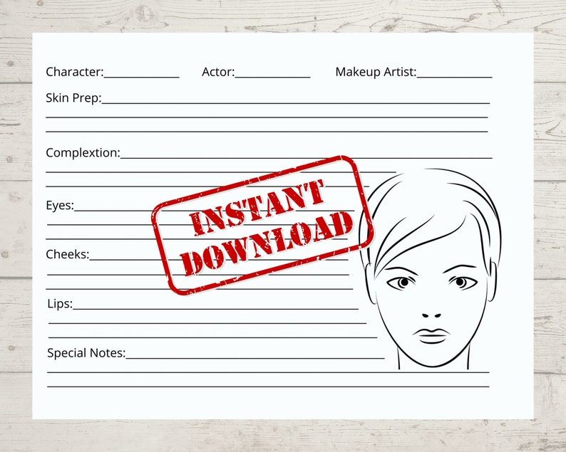 Makeup Face Chart Blank Face Template Printable PDF Instant Etsy