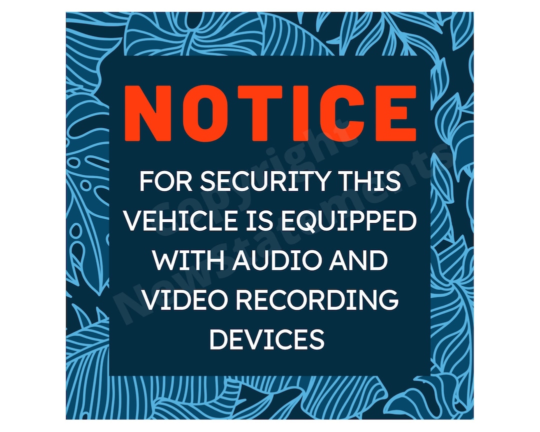 Recording Sign Notice Sticker for Uber, Lyft, Taxi - Etsy